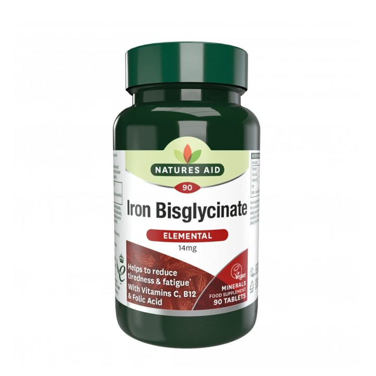 Natures Aid Iron Bisglycinate 90 tabs - Natural Health Products